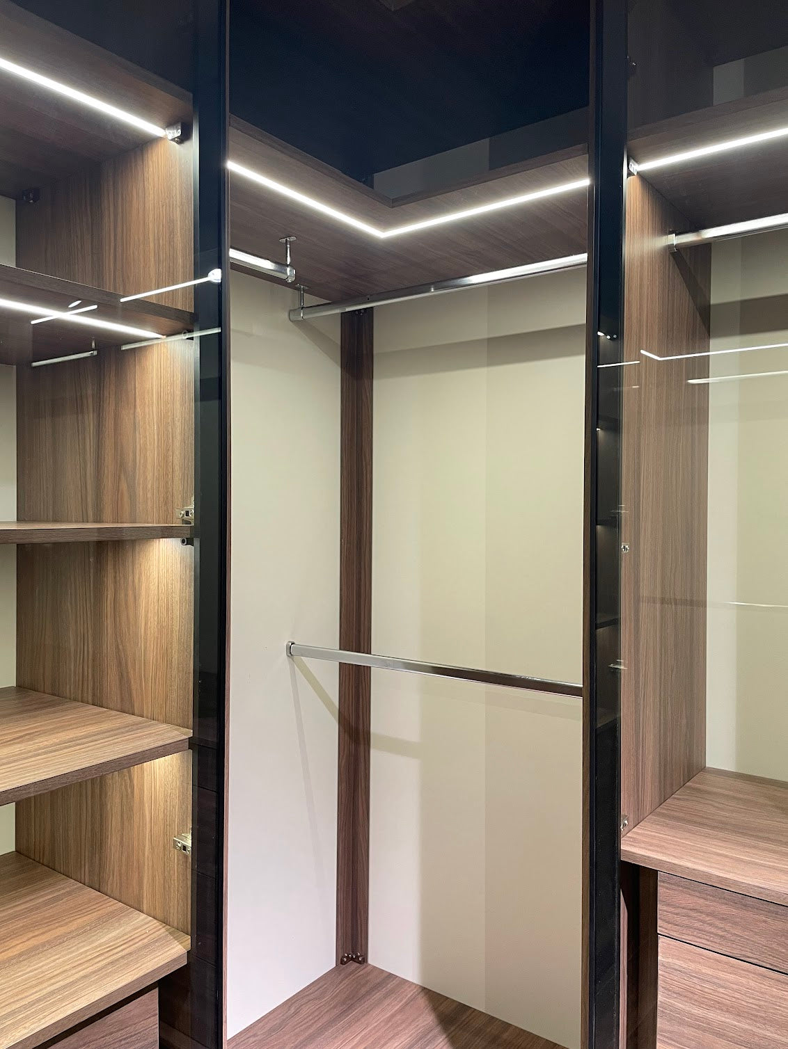 Dark modern Dressing room with Aluminum doors – WoodWorkersEG